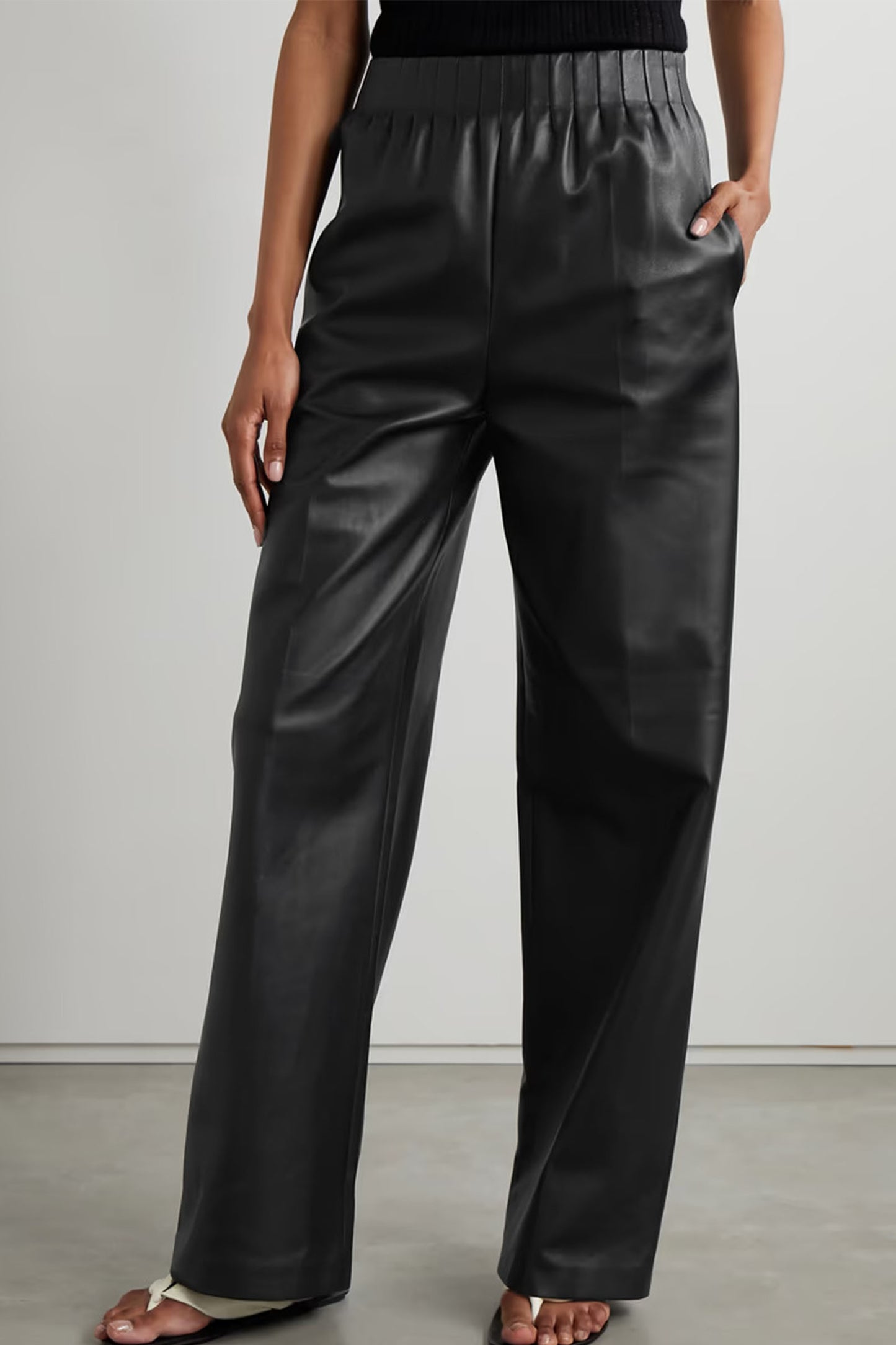 Murphy Pleated Leather Wide-leg Pants – Wardrobe Icons
